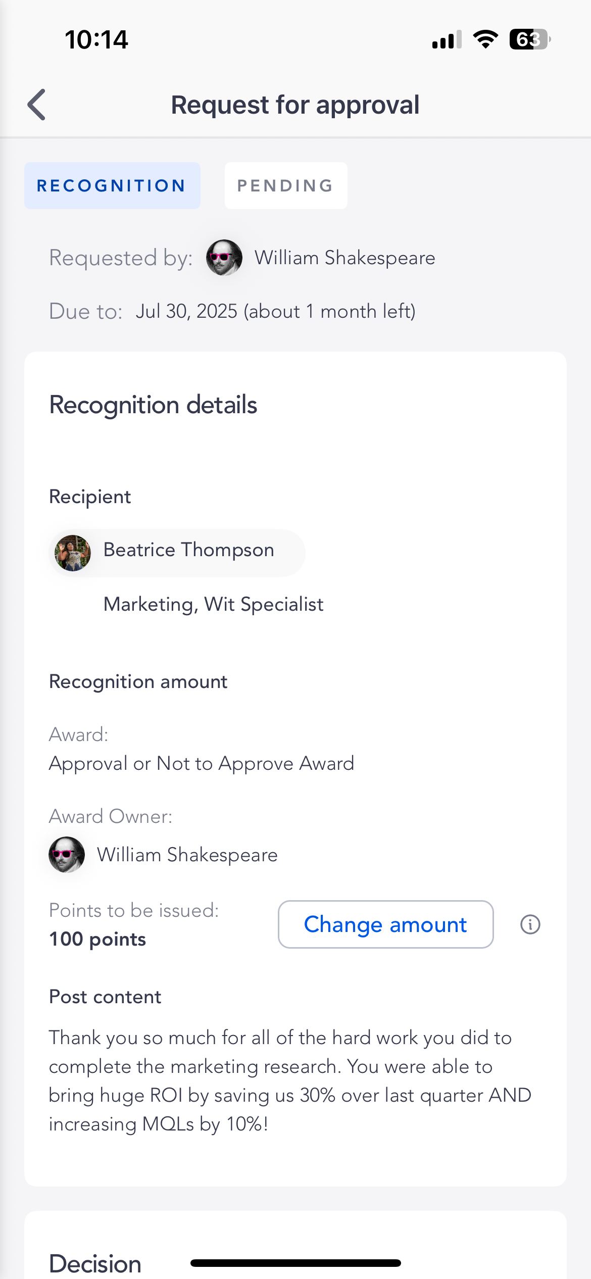 Awards with Manager Approval (Admin) – Cooleaf EX Support Center